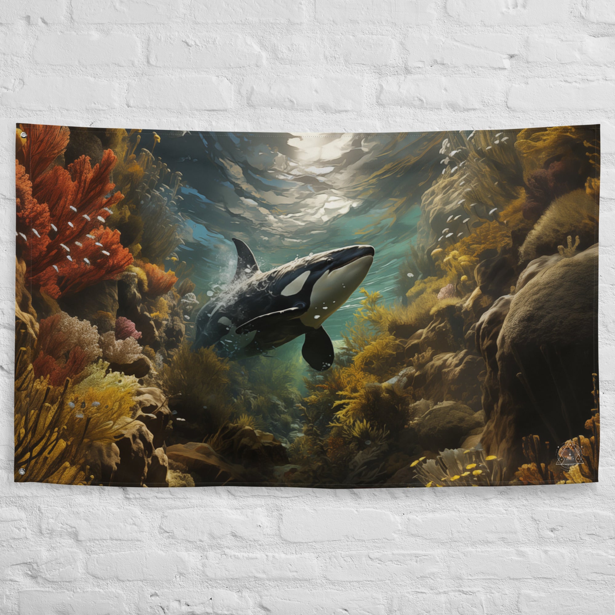 Orca Whale Spirit Animal Flag Wall Art – About my Brain Institute